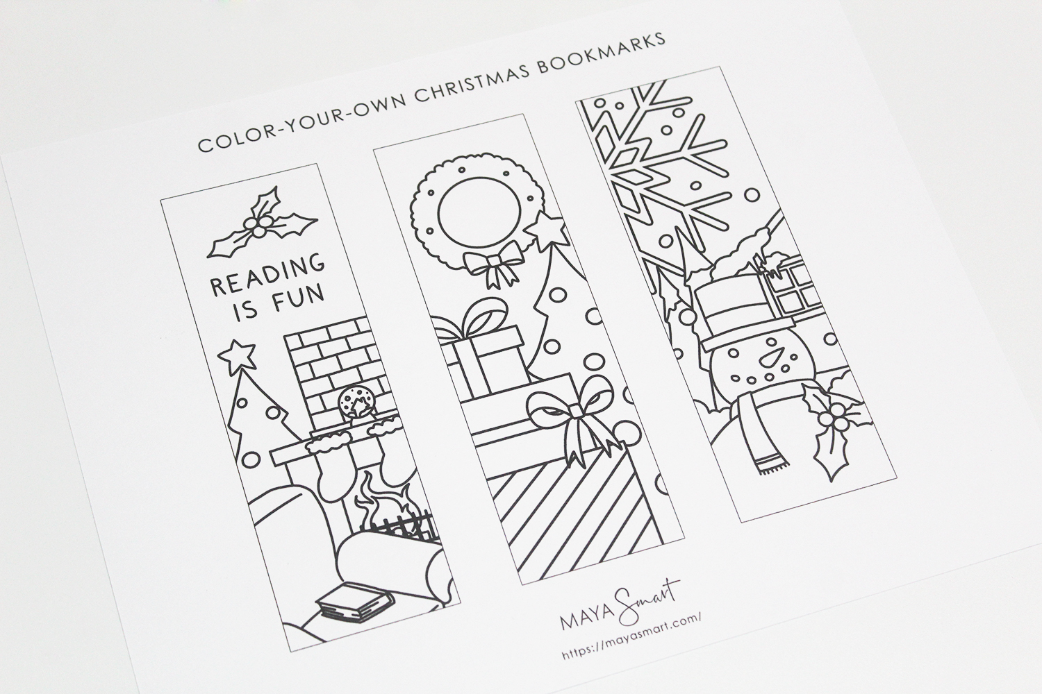 Make 3 DIY Color-Your-Own Christmas Bookmarks - Free Printable